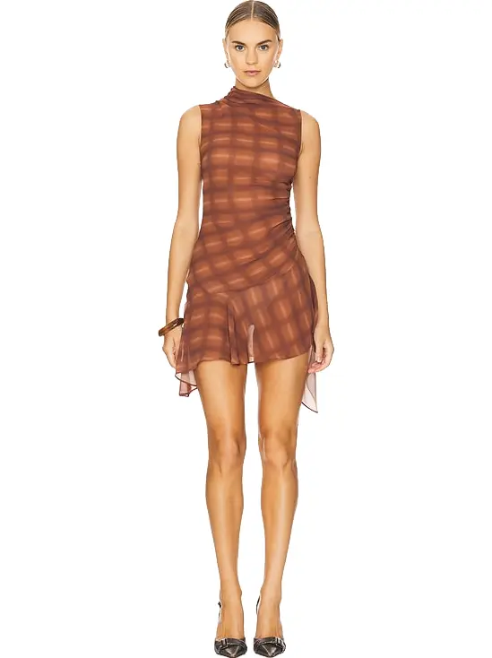 H:OURS Amari Mini Dress - Brown Plaid