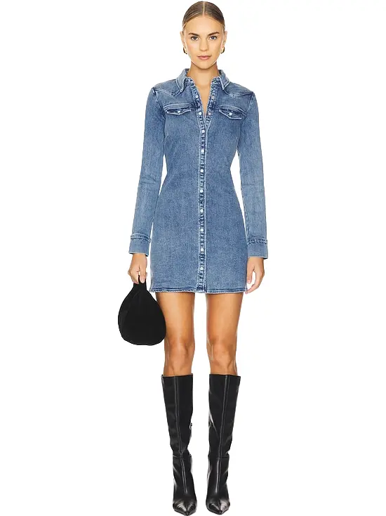 Amanda Uprichard Forester Denim Shirt Dress - Classic Wash