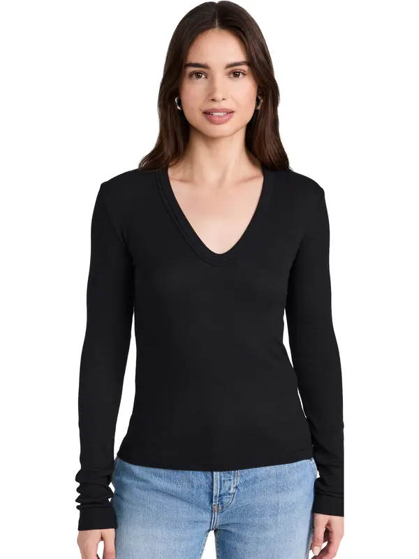Cotton Citizen Verona U Neck Shirt - Jet Black