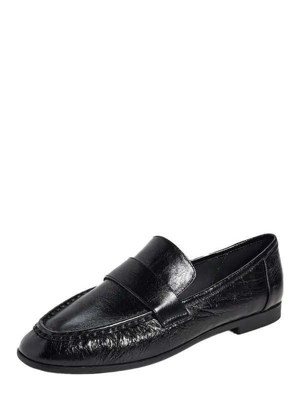 BLACK SUEDE STUDIO Arrow Loafers - Black Crinkle Leather