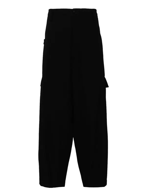 Yohji Yamamoto Wool Wide-leg Trousers - Black