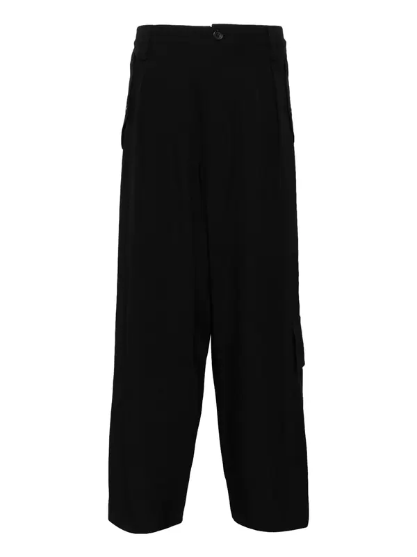 Yohji Yamamoto Wool Cropped Trousers - Black