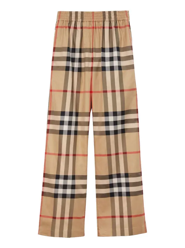 Burberry Check-pattern Cotton Trousers - Neutrals