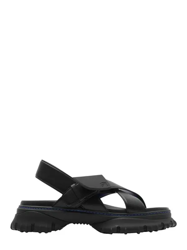 Burberry Pebbled Leather Sandals - Black