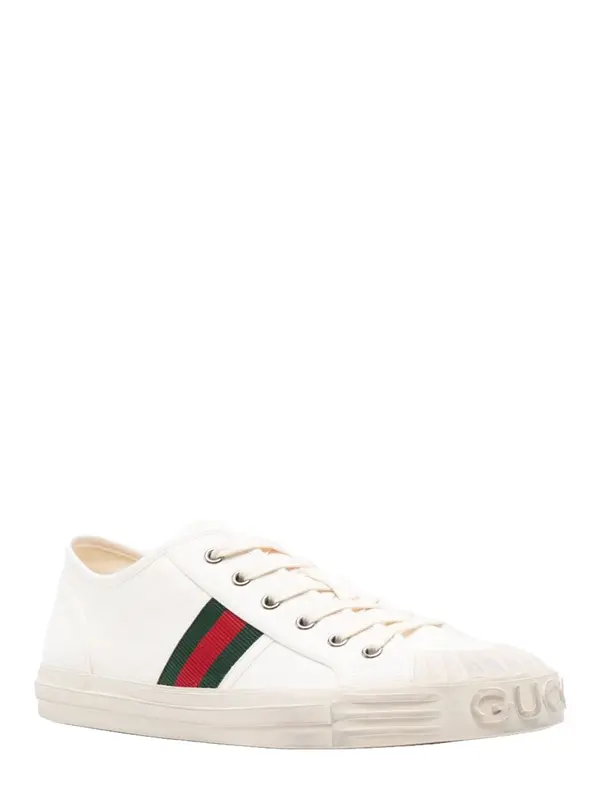 Gucci Web-stripe Trim Sneakers - White