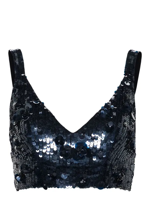 P.a.r.o.s.h Sequin-embellished Cropped Top - Blue