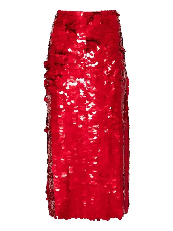 P.a.r.o.s.h Sequined Midi Skirt - Red