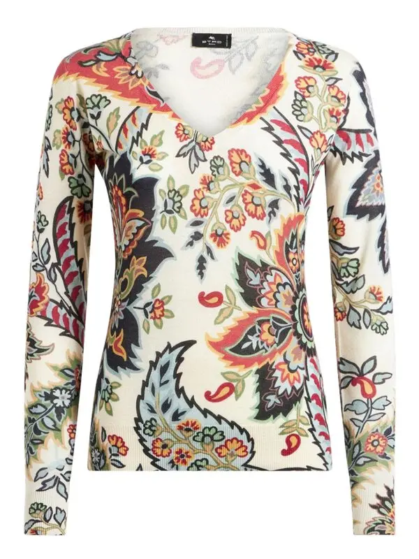 Etro Paisley-print Knitted Top - Neutrals
