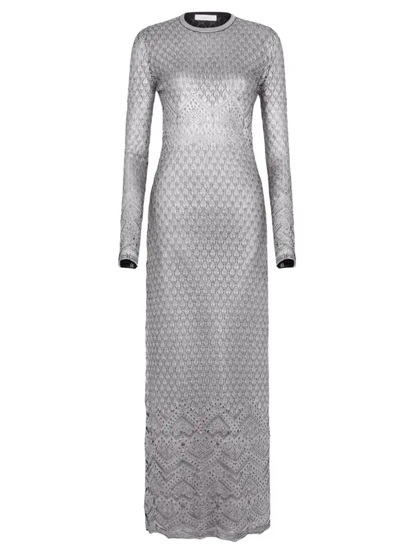 Rabanne Metallic Knitted Maxi Dress - Silver