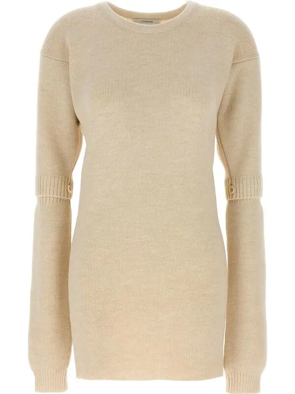 LEMAIRE Knitted Dress With Removable Sleeves - White