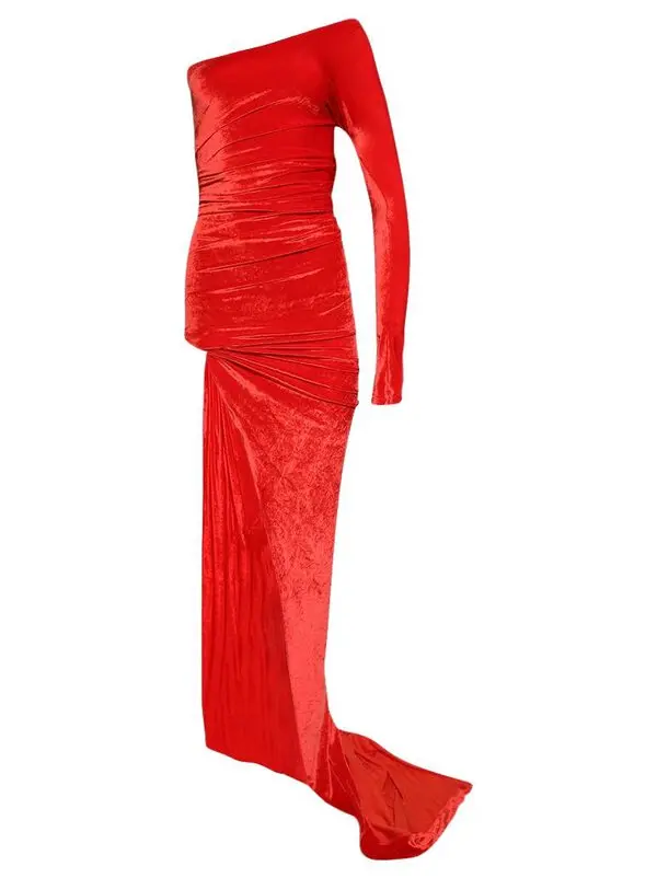 Balenciaga Asymmetric Maxi Dress - Red