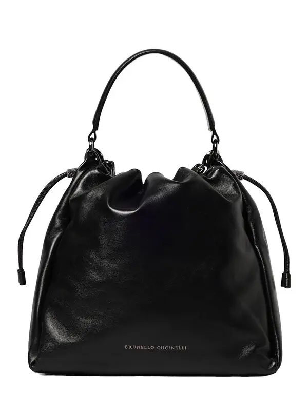 Brunello Cucinelli Leather Bucket Bag - Black