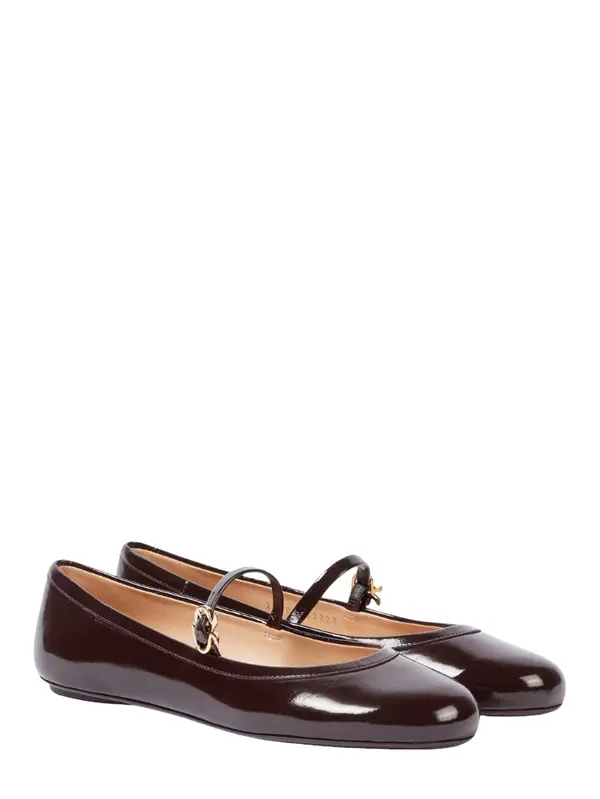 GIANVITO ROSSI Carla Patent Leather Ballerinas - Burgundy