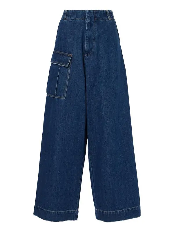 Plan C Mid-rise Wide-leg Pants - Blue