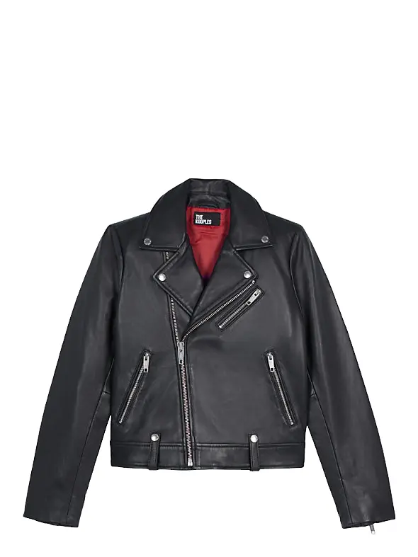 The Kooples Asymmetric Lambskin-leather Biker Jacket - Black