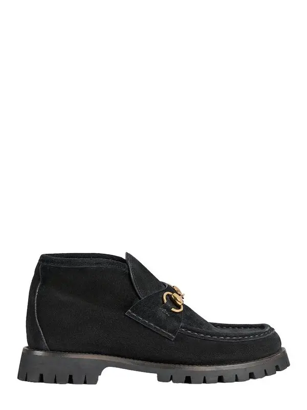 Gucci Horsebit Suede Ankle Boots - Black