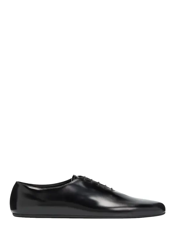 Prada Analog Brushed Leather Oxfords - Black