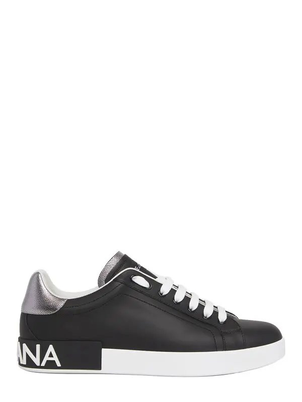 Dolce & Gabbana Calfskin Portofino Low-top Sneakers - Blk/silver