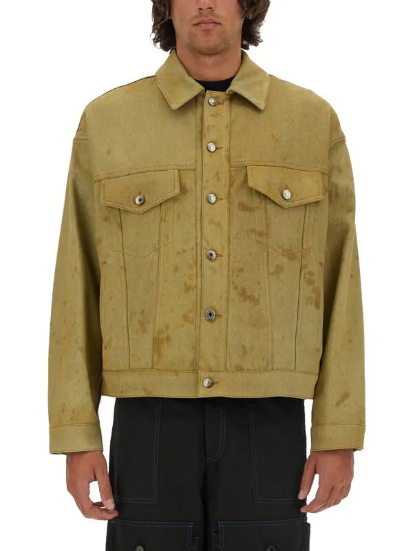 MSGM Denim Jacket Dyed In Tea - Navy