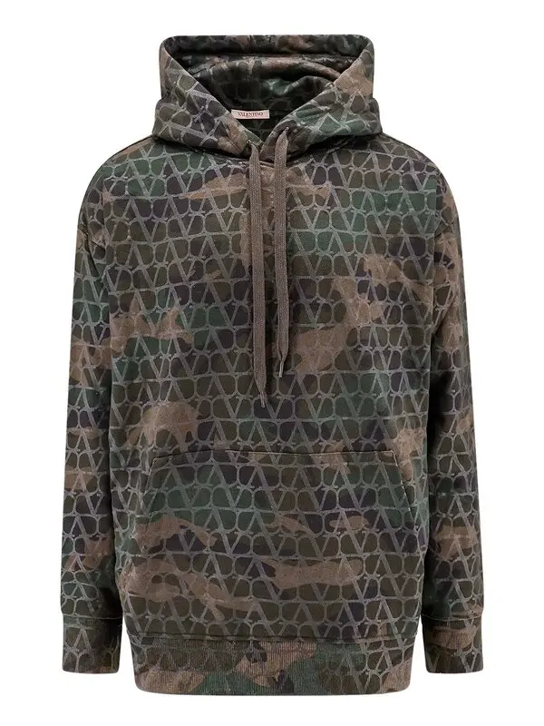 Valentino Garavani Jersey Sweatshirt With Toile Iconographe Camouflage Print - Green