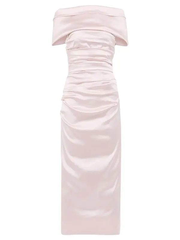 Talbot Runhof Off-shoulder Fitted Midi Dress - Pink