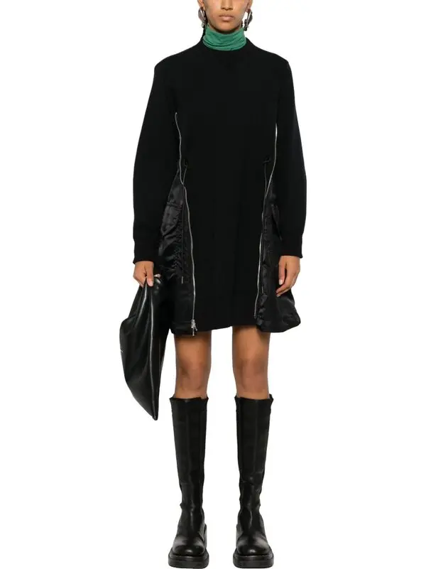 Sacai Sponge Mini Dress - Black