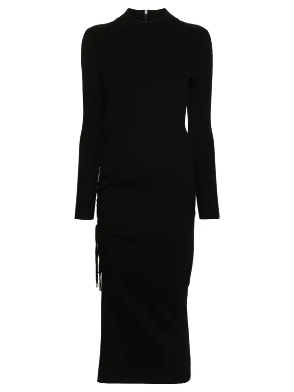 Michael Kors Ruched Midi Dress - Black