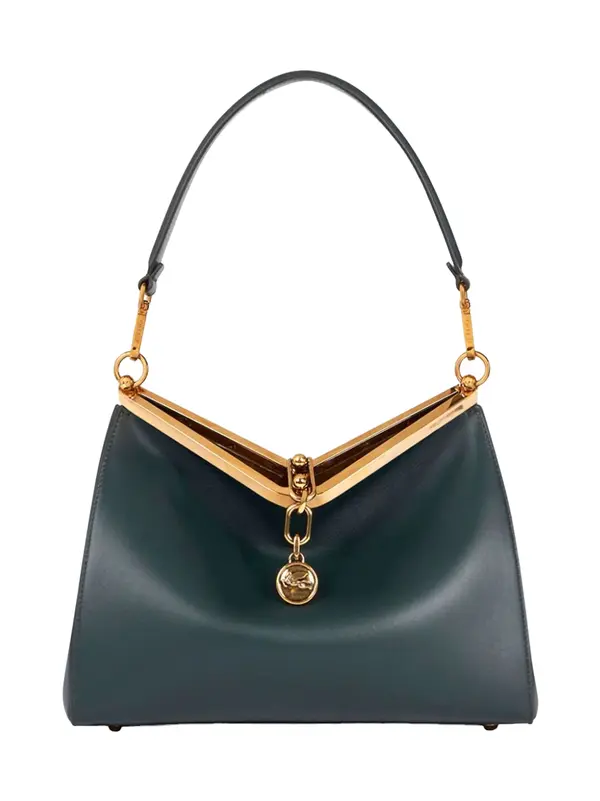 Etro Vela Leather Shoulder Bag - Green