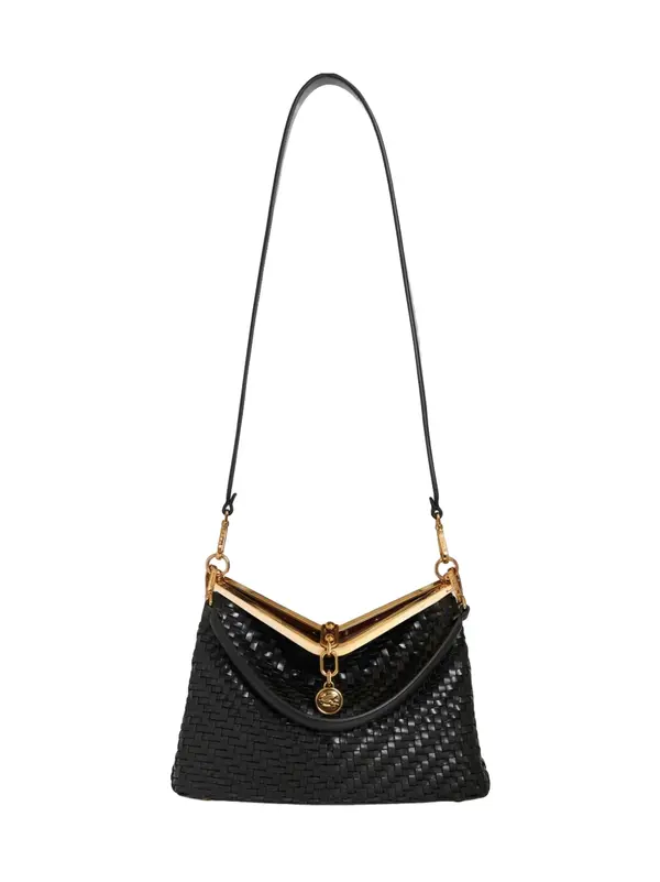Etro Medium Woven Vela Shoulder Bag - Black