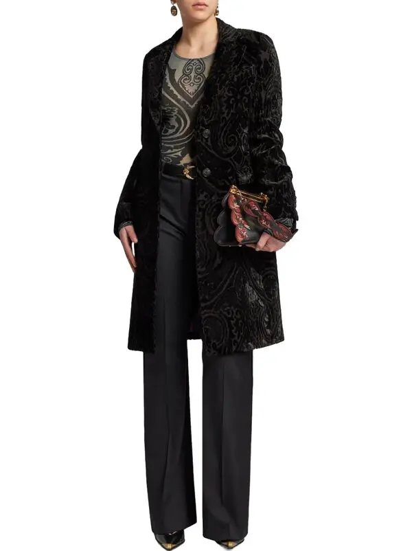 Etro Velvet Jacquard Coat - Black