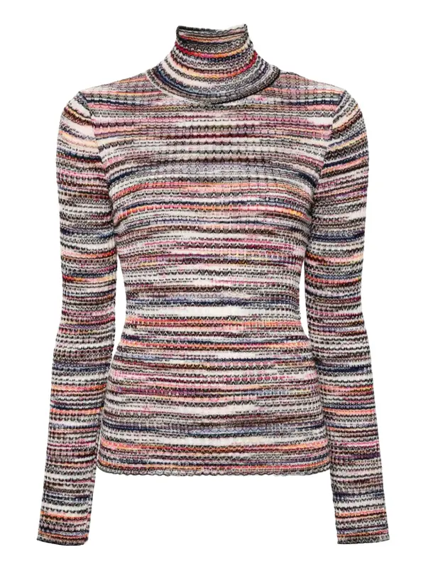 Missoni Striped High Neck Sweater - Pink