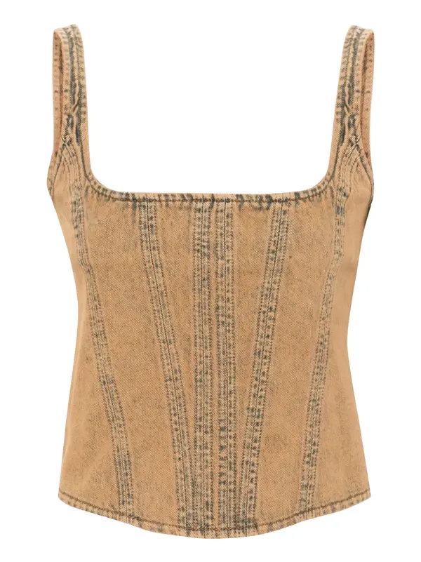 Giuseppe Di Morabito Denim Corset Top - Brown