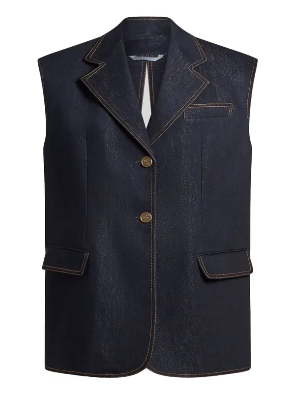 Etro Lurex Denim Vest - Blue