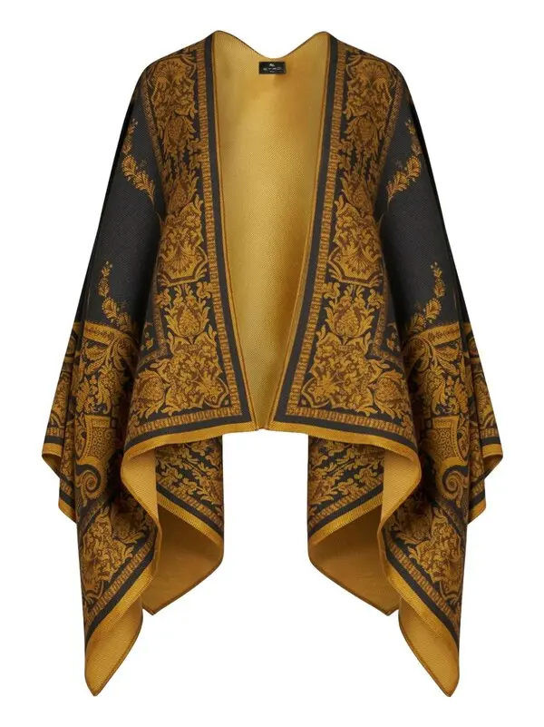 Etro Paisley-print Wool Cape - Black