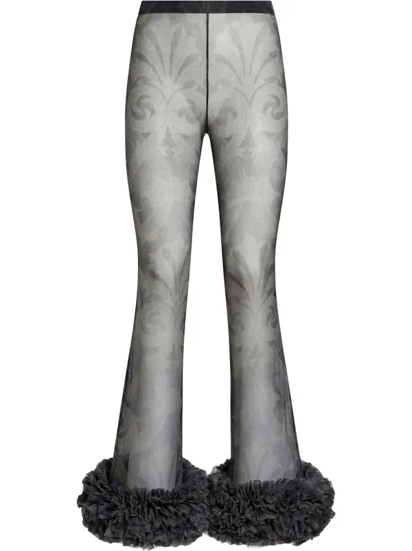 Etro Printed Silk Flared Trousers - Black