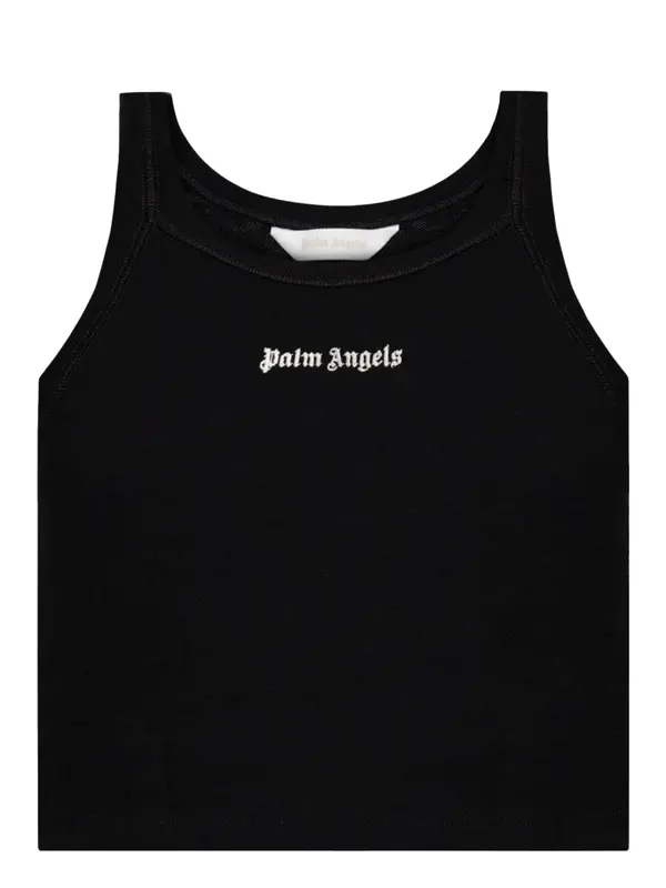 Palm Angels Logo-embroidered Ribbed Tank Top - Black