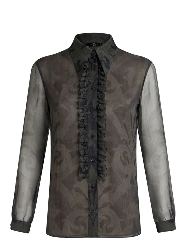 Etro Printed Ruched Shirt - Grey