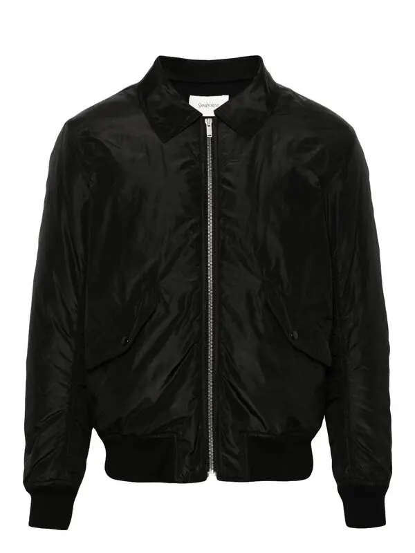 Saint Laurent Silk Bomber Jacket - Black