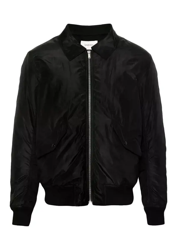 Saint Laurent Silk Bomber Jacket - Black