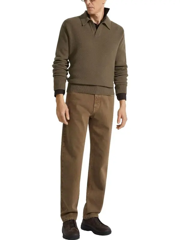 Zegna Oasi Cashmere Polo Shirt - Brown