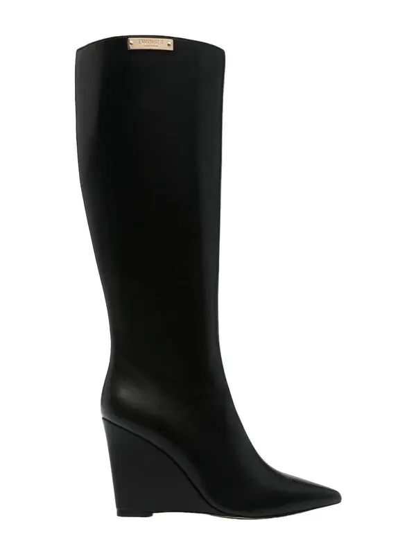 TWINSET 100mm Logo-plaque Boots - Black