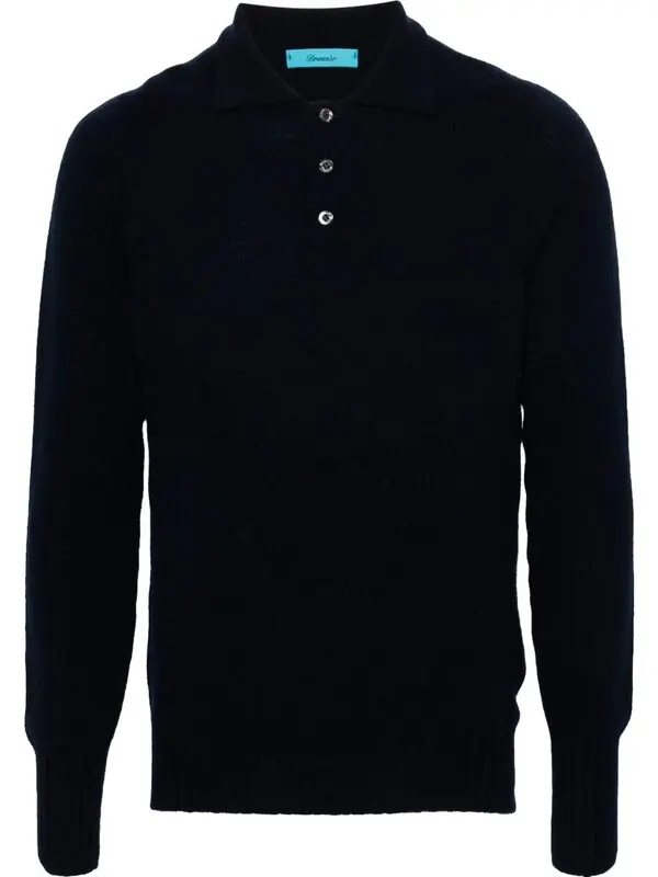 DRUMOHR Virgin Wool Polo Shirt - Blue