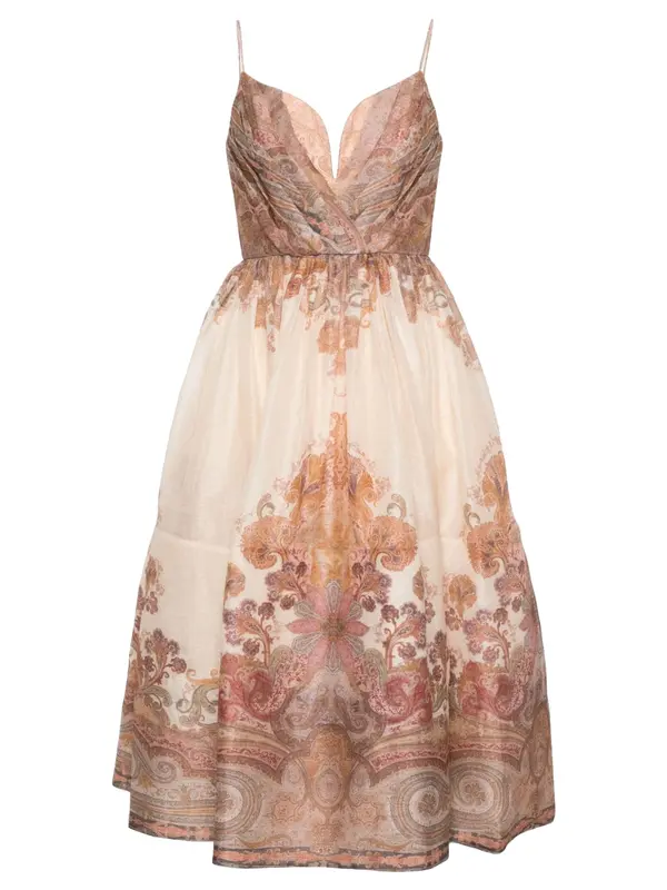 Zimmermann Illustration Midi Dress - Neutrals