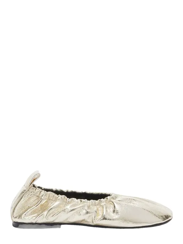 JIL SANDER Gathered Leather Ballerina Shoes - Yellow