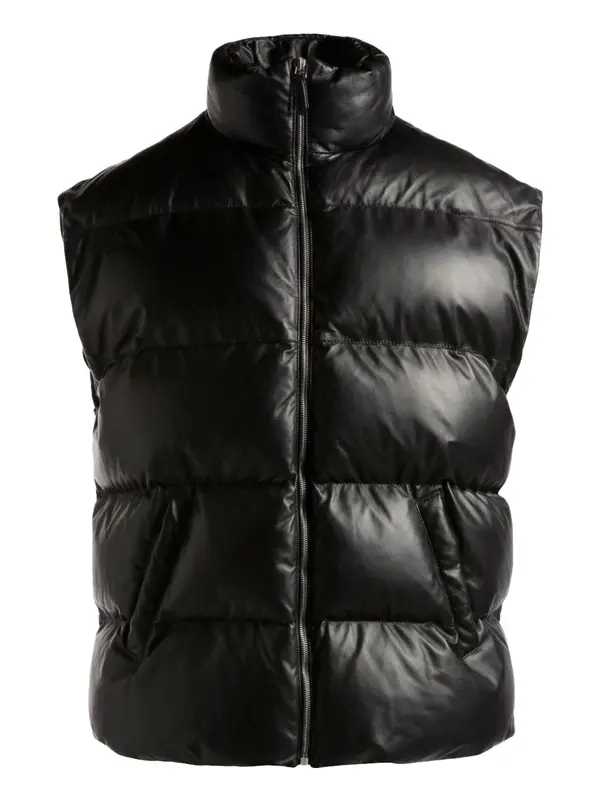 Bally Funnel-neck Padded Leather Jacket - Black