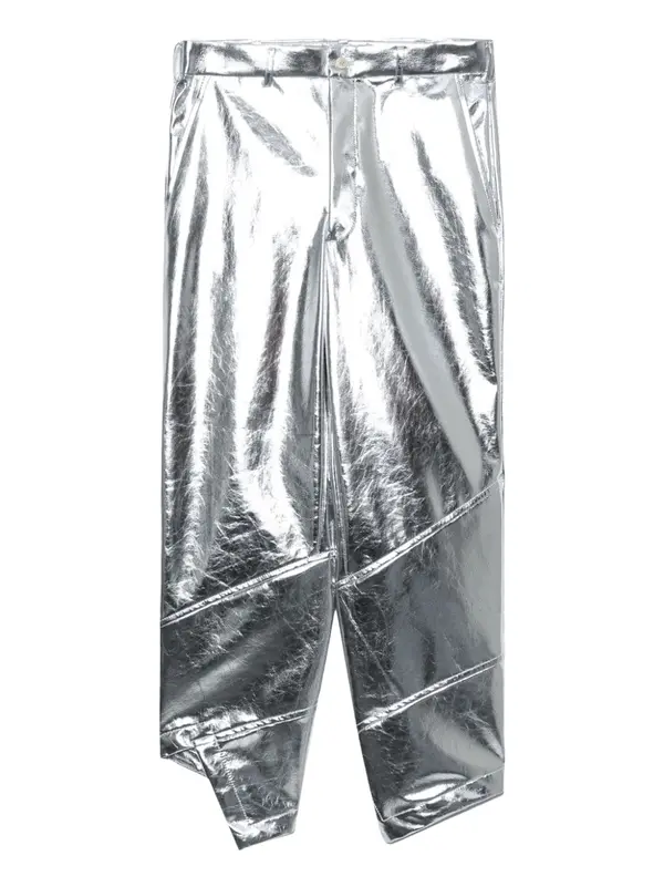 BLACK COMME DES GARÇONS Asymmetric Cropped Trousers - Silver