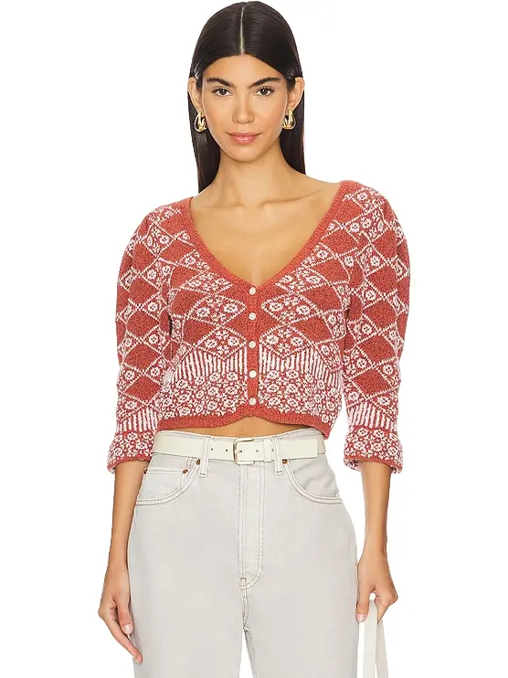 Free People Geo Floral Cardigan - Orchid Cinnamon