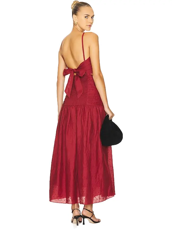 Posse Aurelia Square Neck Maxi Dress - Merlot