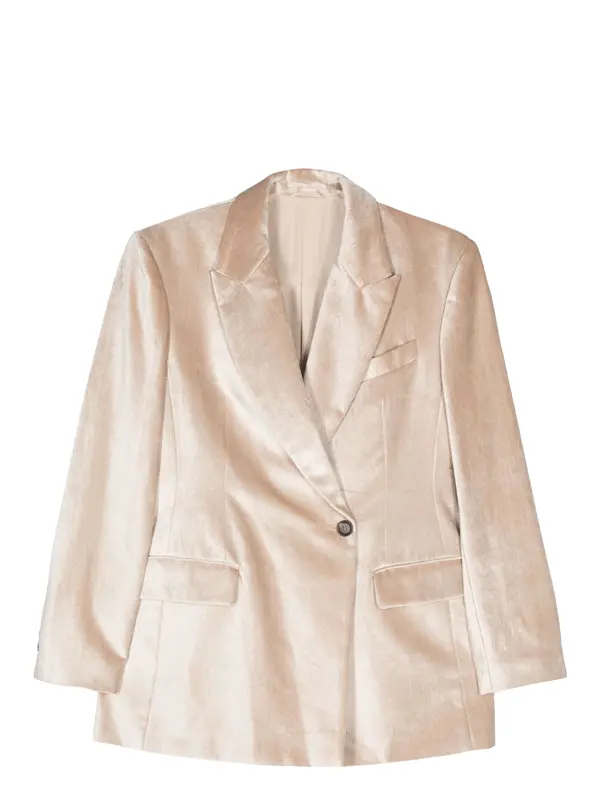 Brunello Cucinelli Monili-detail Velvet Blazer - Neutrals