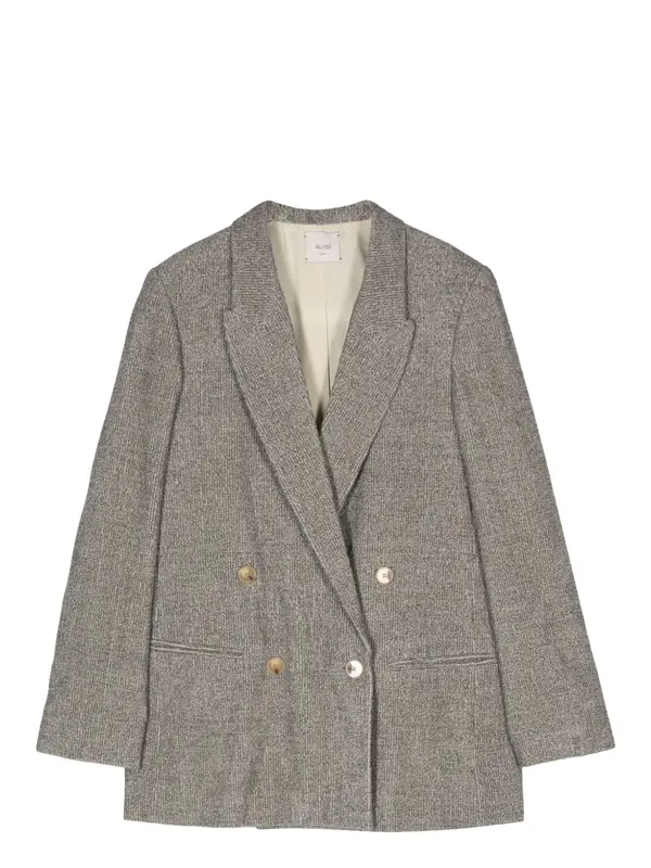 ALYSI Mélange-effect Double-breasted Blazer - Grey